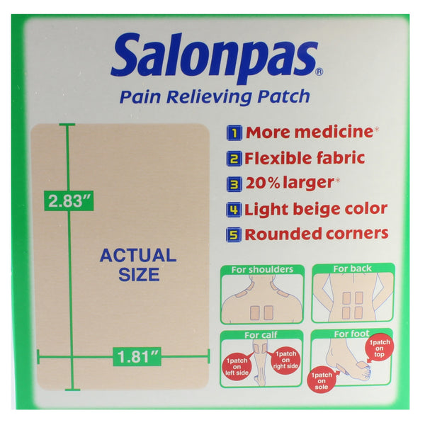Salonpas 140 Patches for Pain Relief in Muscles and Joints 7.2 x 4.6 c ...